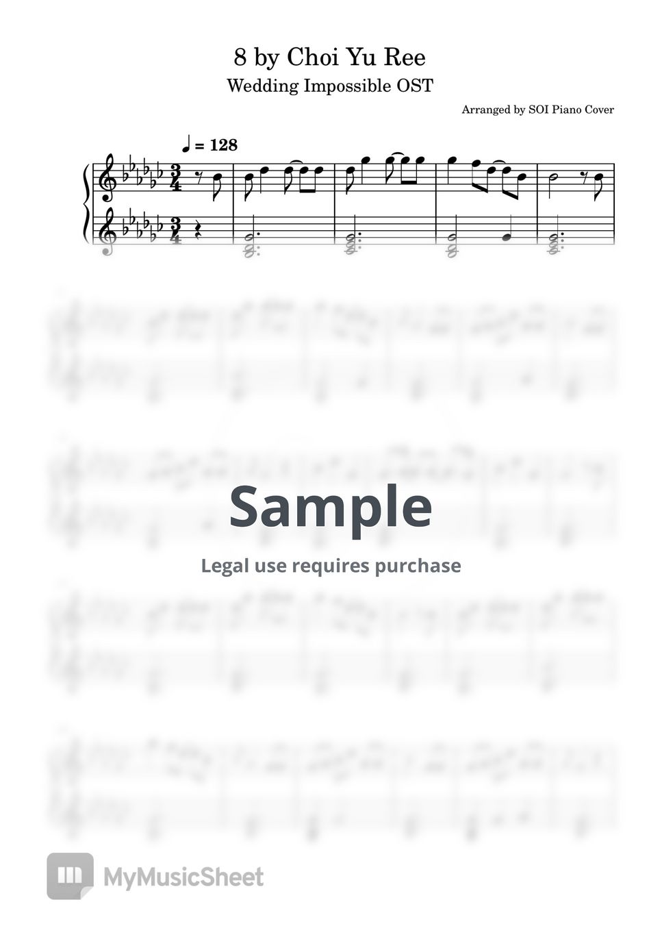 [Wedding Impossible OST] Choi Yu Ree - 8 (Solo Piano) Sheets by SOI ...