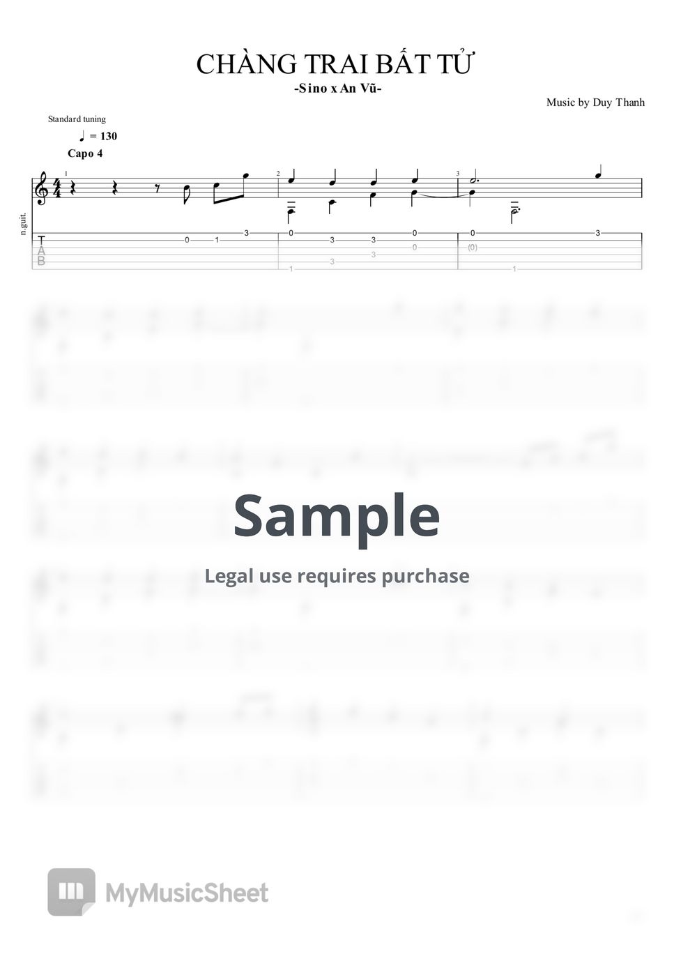 SiNo ft. An Vũ - chàng trai bất tử Tab + 1staff by Duy Thanh