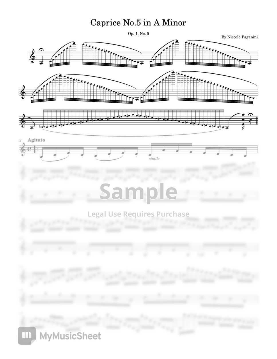 Niccolò Paganini - 24 Caprice in A Minor Op. 1, No. 5 (Solo Violin - N. Paganini, Op. 1, No. 5 ...