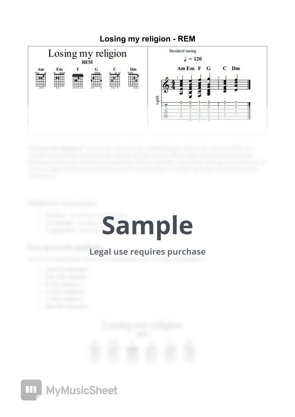 REM - Losing my religion แผ่น by guitaretoday.com