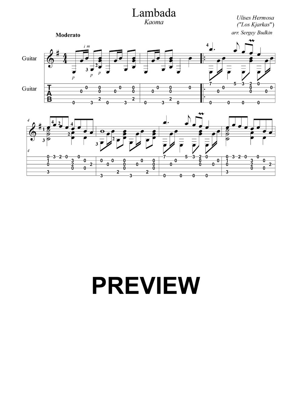 Kaoma - Lambada 악보 by Buddy_King