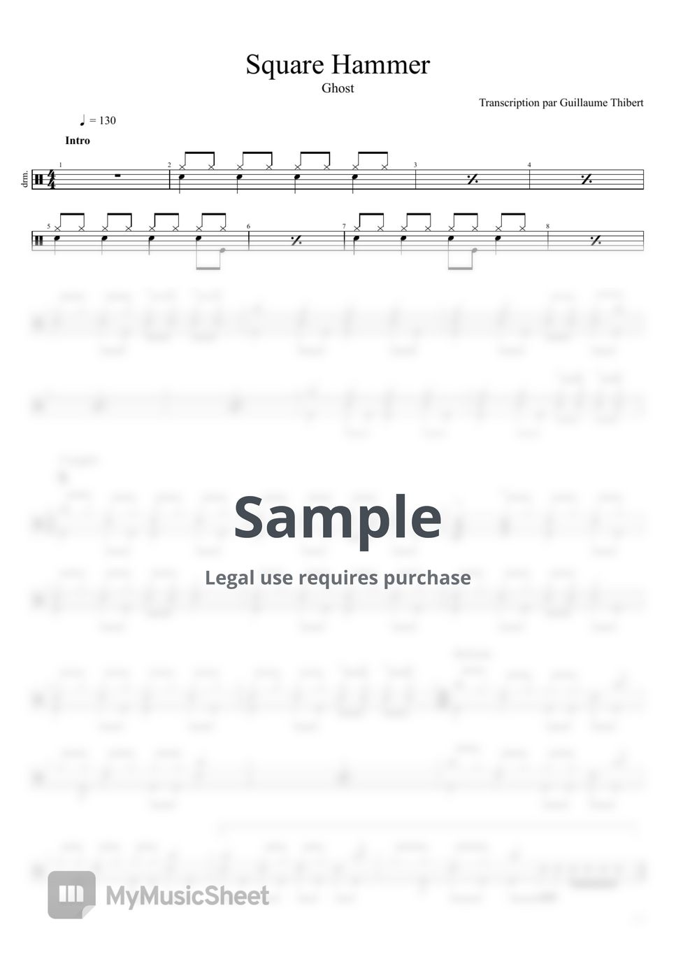 Ghost - Square Hammer Sheet Music by Prof de Batterie