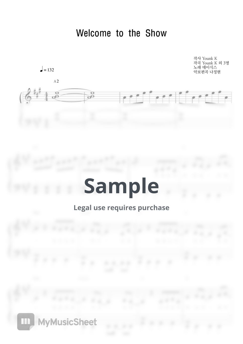 DAY6(데이식스) - Welcome to the Show Sheet Music by NA_PIANO