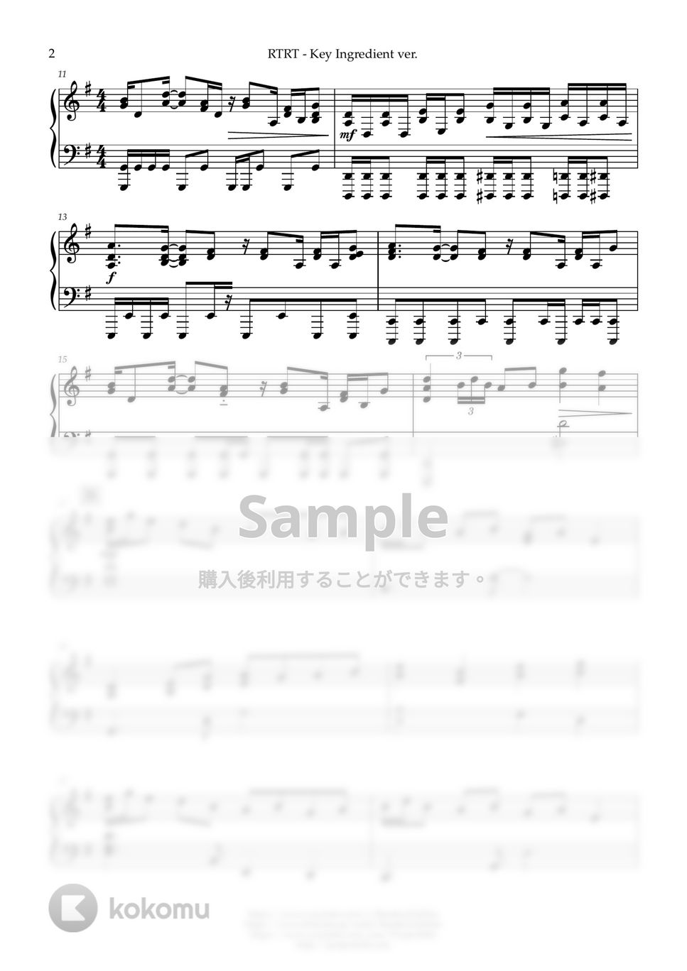 Mili - RTRT (Key Ingredient ver.) 楽譜 by Mizuki Kamada