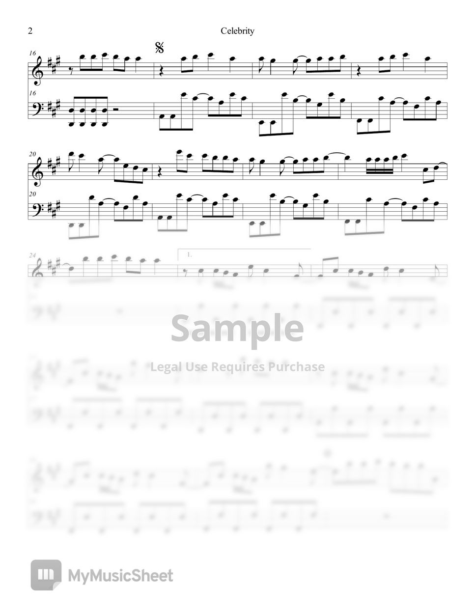 IU - Celebrity (EASY) Sheet Music by Lunar Piano