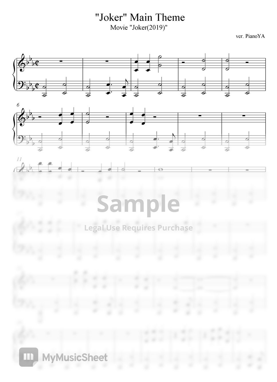 [Joker OST] - Main Theme Sheet Music by PianoYA