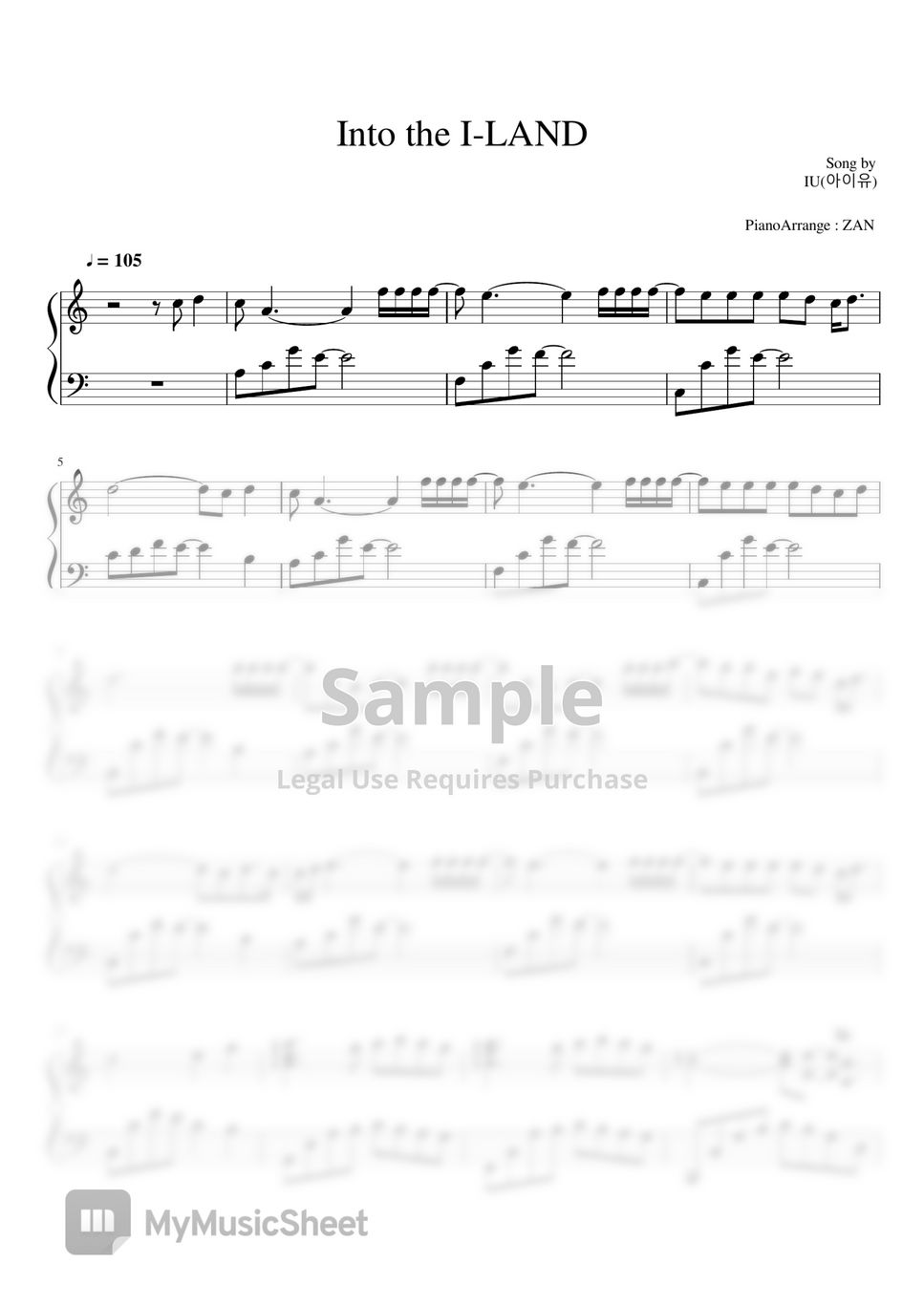 IU(아이유) - Into the I-LAND | Piano Cover 악보 by ZAN