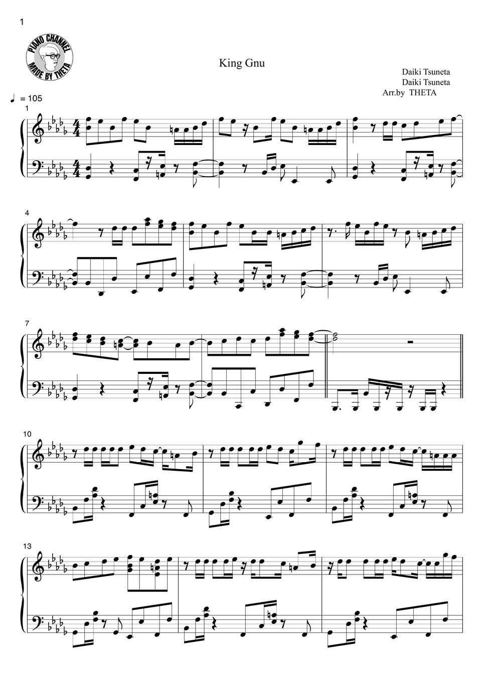 King Gnu - humor Sheets by THETA PIANO