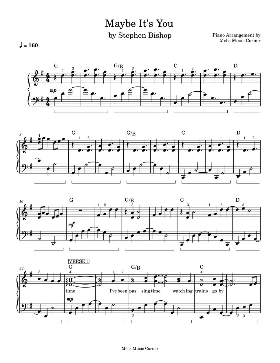 Stephen Bishop - It Might Be You piano sheet music Sheet Music by Mel's ...