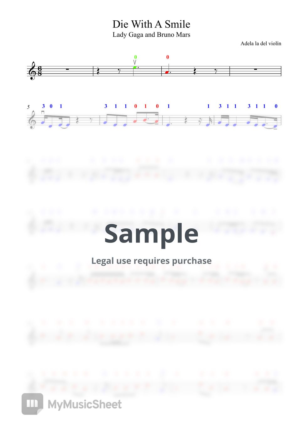 LADY GAGA Y BRUNO MARS - DIE WITH A SMILE Sheet Music by Adela la del ...