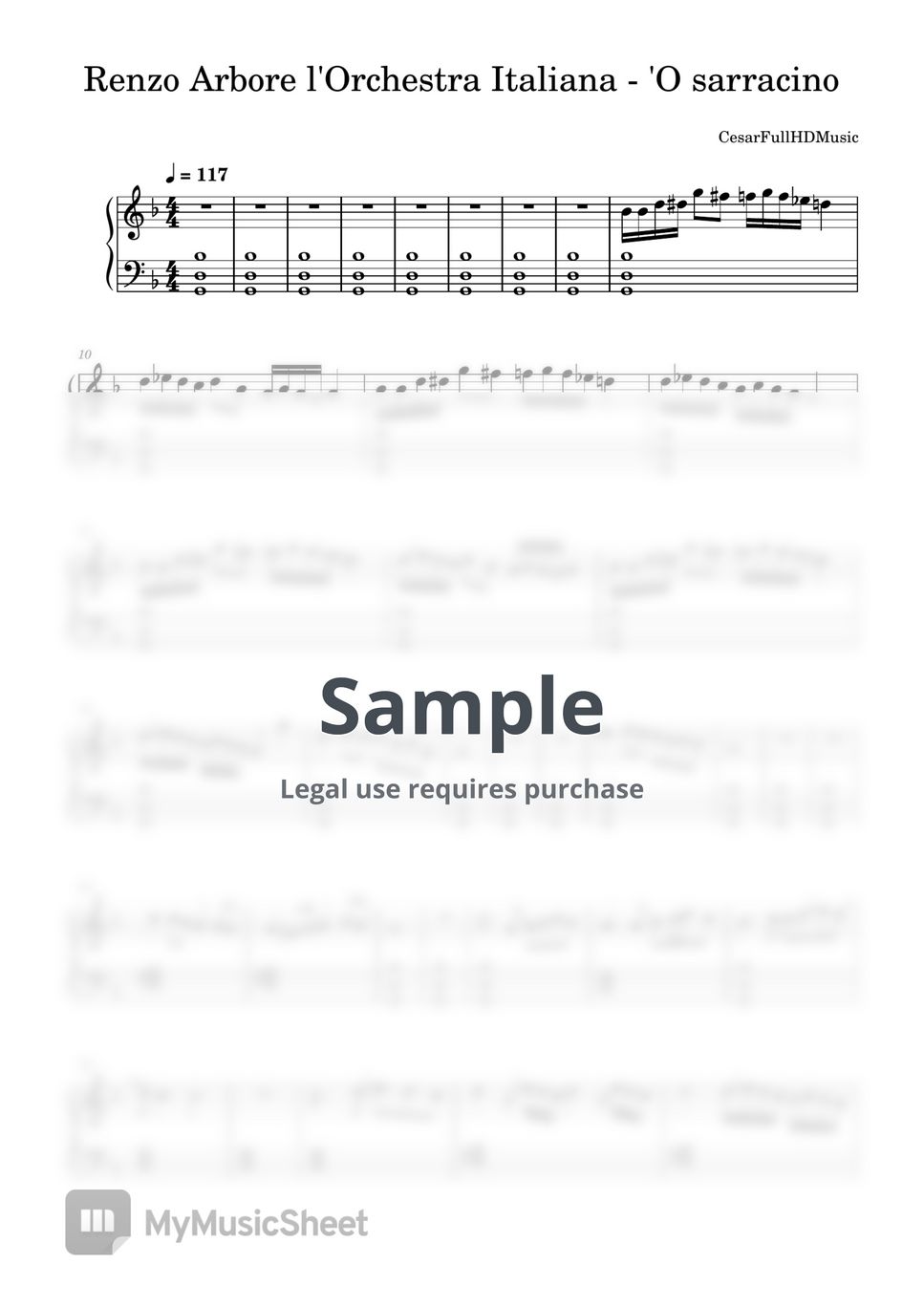 Renzo Arbore l'Orchestra Italiana - 'O sarracino 악보