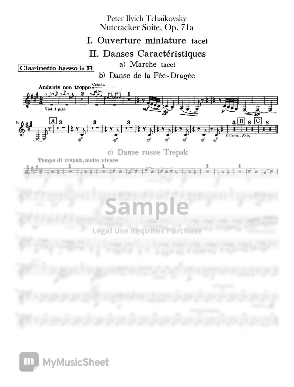 P.I.Tchaikovsky - The Nutcracker (B. Cl.) 樂譜 by Original Sheet
