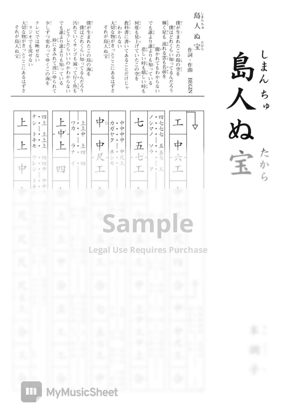 BEGIN - SHIMANCHUNU TAKARA (Play Along Okinawa Sanshin (Kun Kun Shii ...
