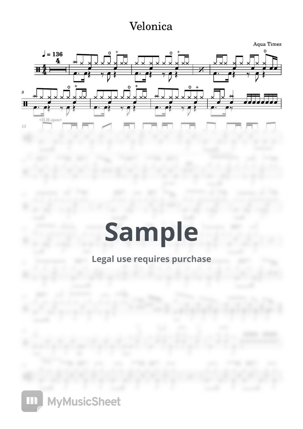 Aqua Timez - Velonica (블리치 9기 OP) Sheets by cy5