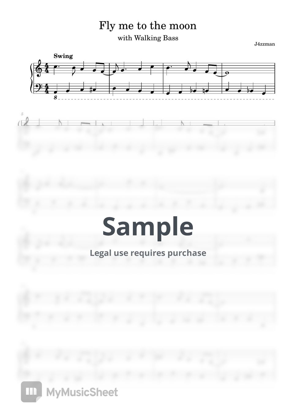 Frank Sinatra - Fly me to the moon - with walking bass Sheets by J4zzman