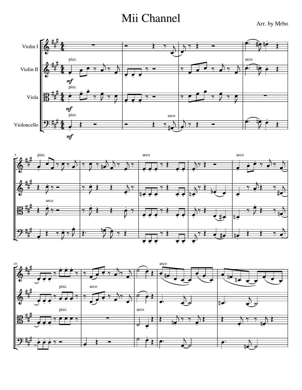 Mii Channel - Mii Channel Music 악보 by Mrbo