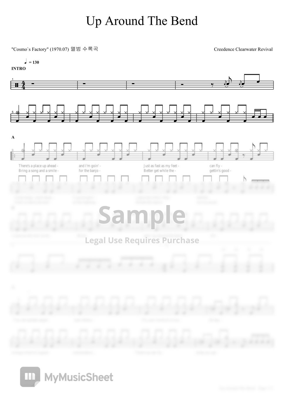 CCR - Up Around The Bend 악보 by COPYDRUM
