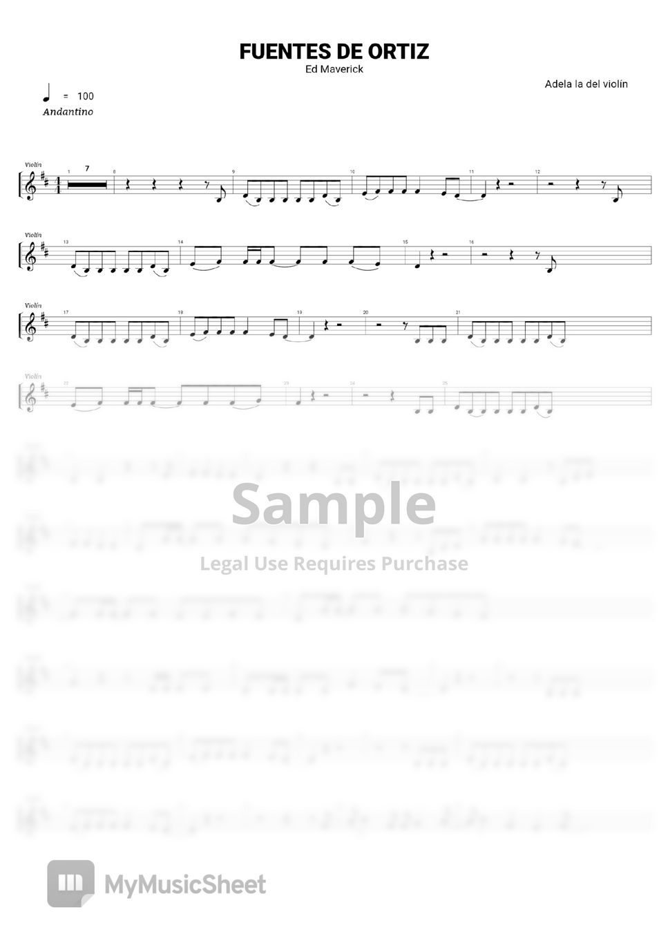 ED. MAVERICK - FUENTES DE ORTIZ Sheet Music by Adela la del violín