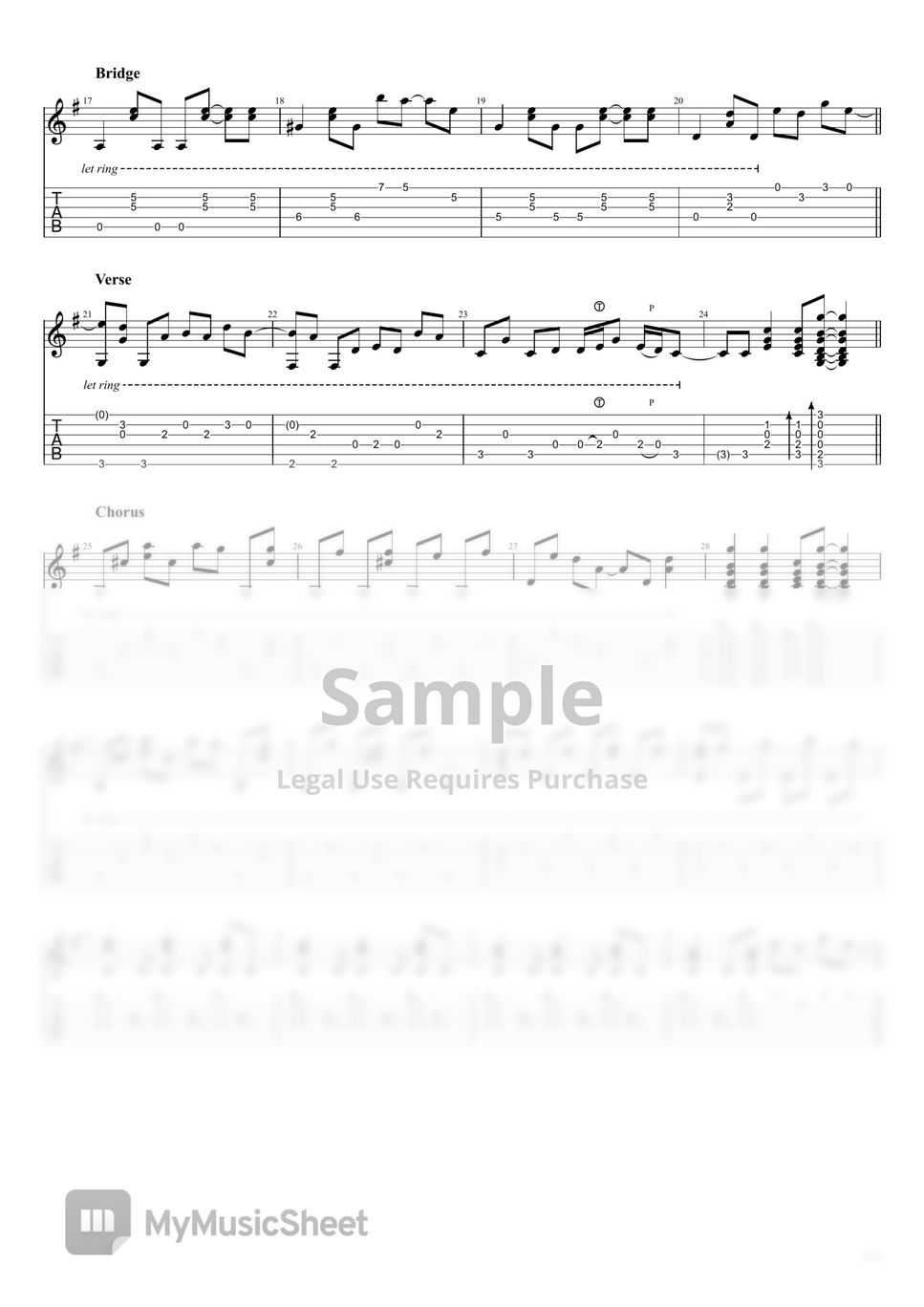 The Kinks - Waterloo Sunset (Tab for Easy Finger Style) 樂譜 + 單線譜 by EMST