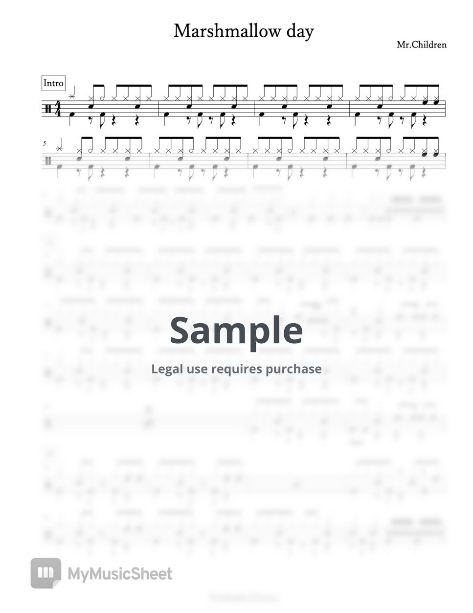 Mr.Children - Marshmallow day 악보 by Arkadia Drums