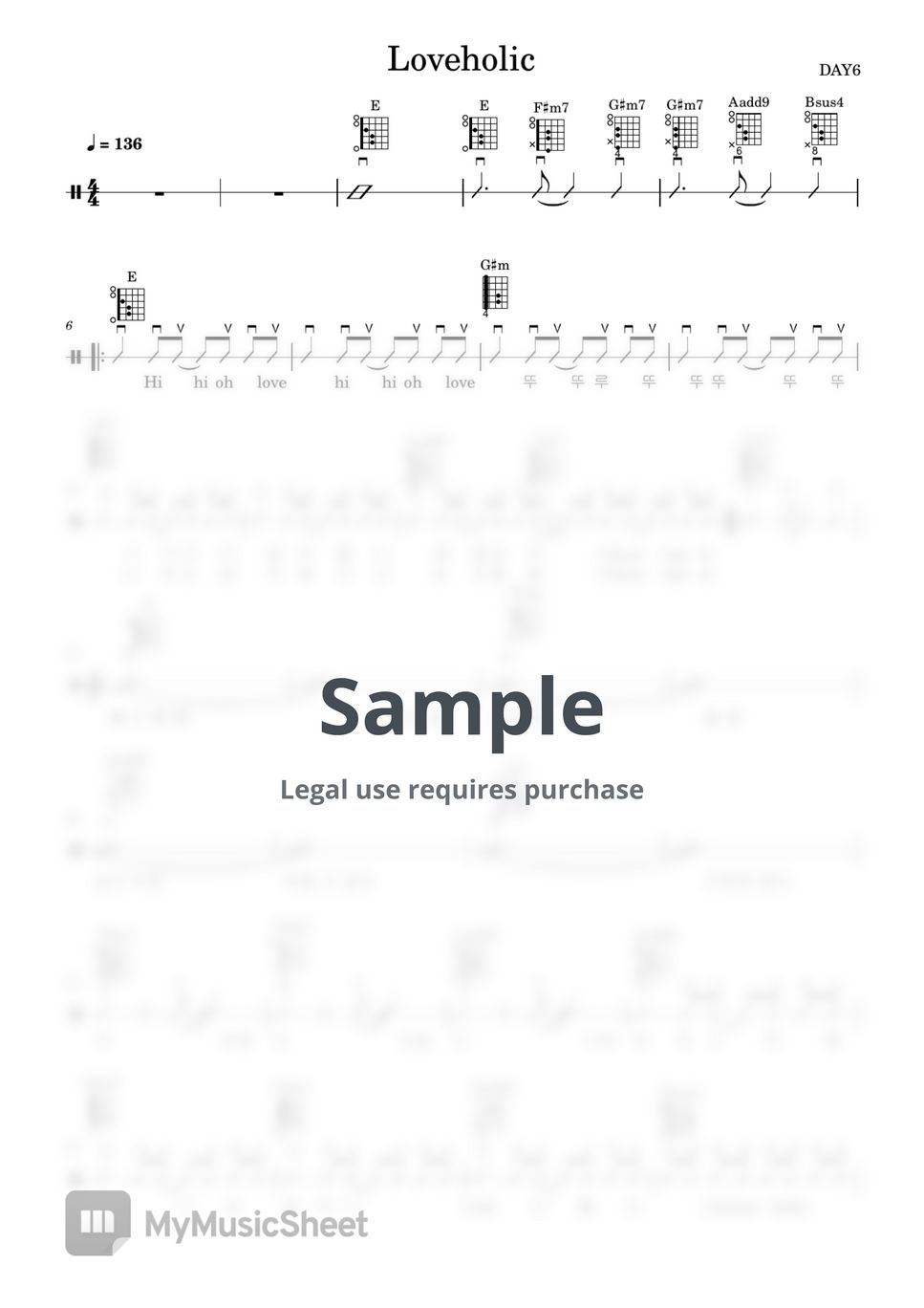 DAY6 - Loveholic Sheets by 베이직 기타