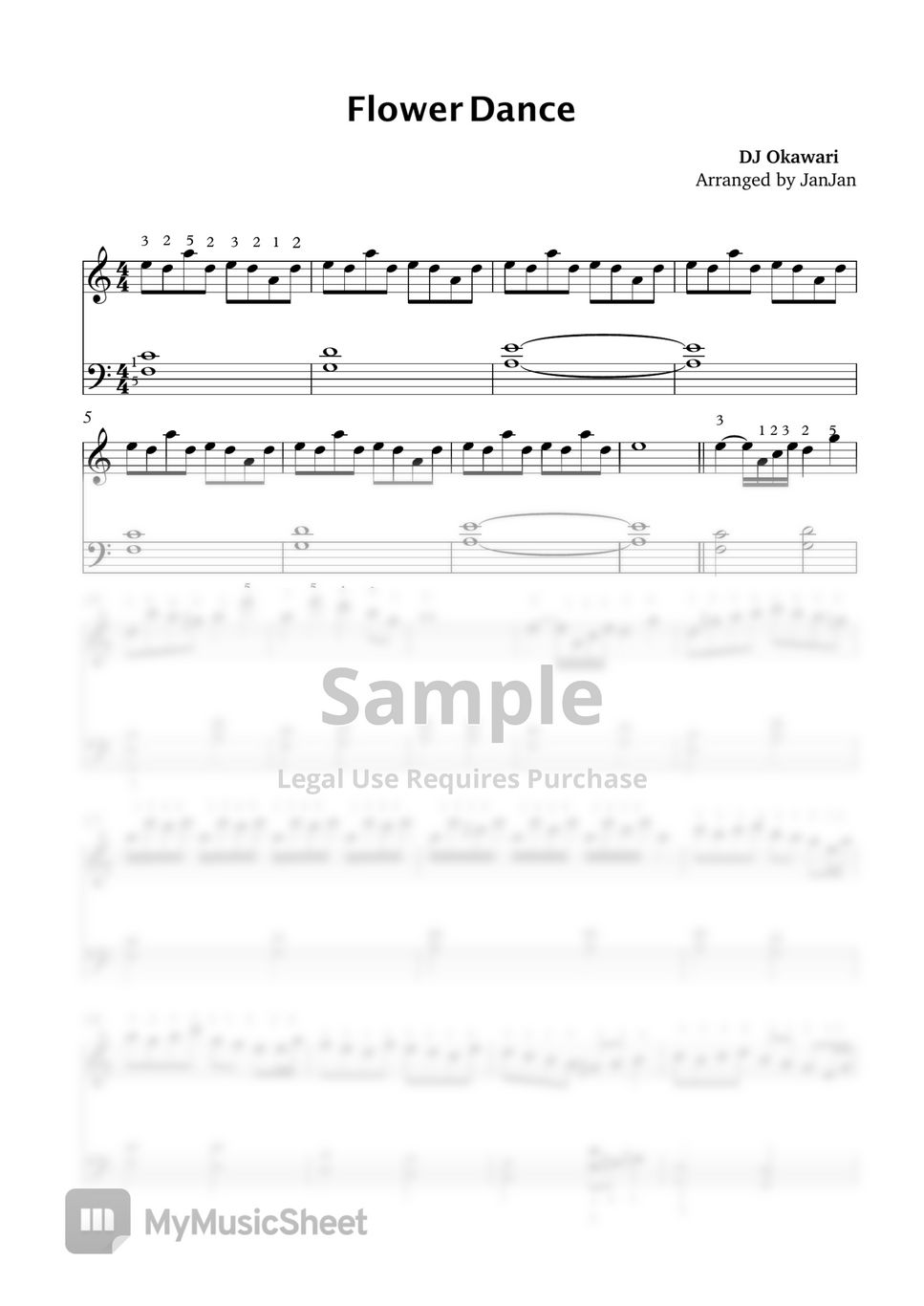 DJ Okawari - Flower Dance (easy ver) Sheet Music by JanJanPiano