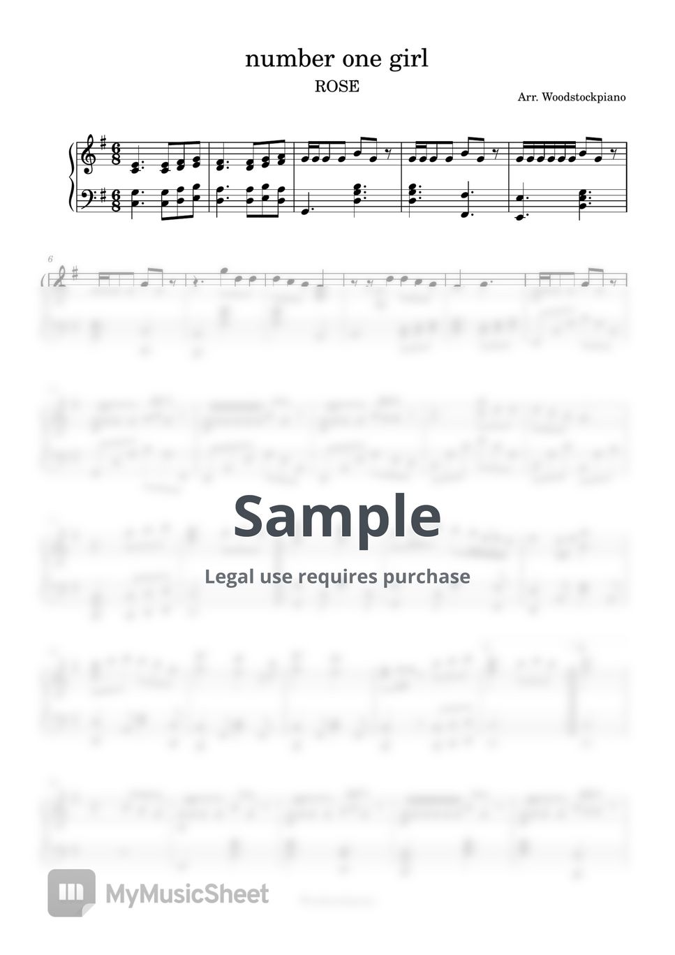 Rose - number one girl Sheet Music by Woodstockpiano