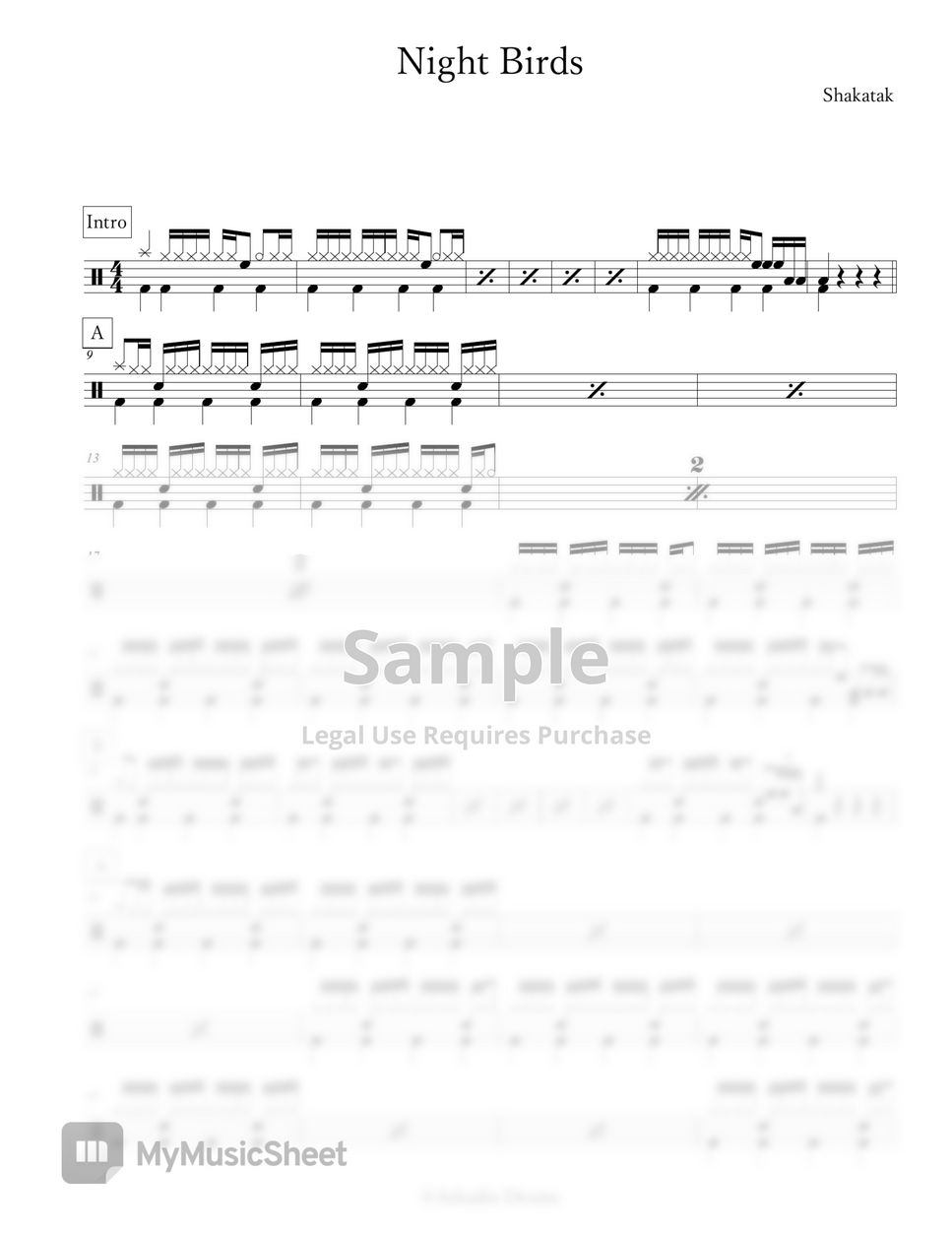 Shakatak - Night Birds 악보 by Arkadia Drums