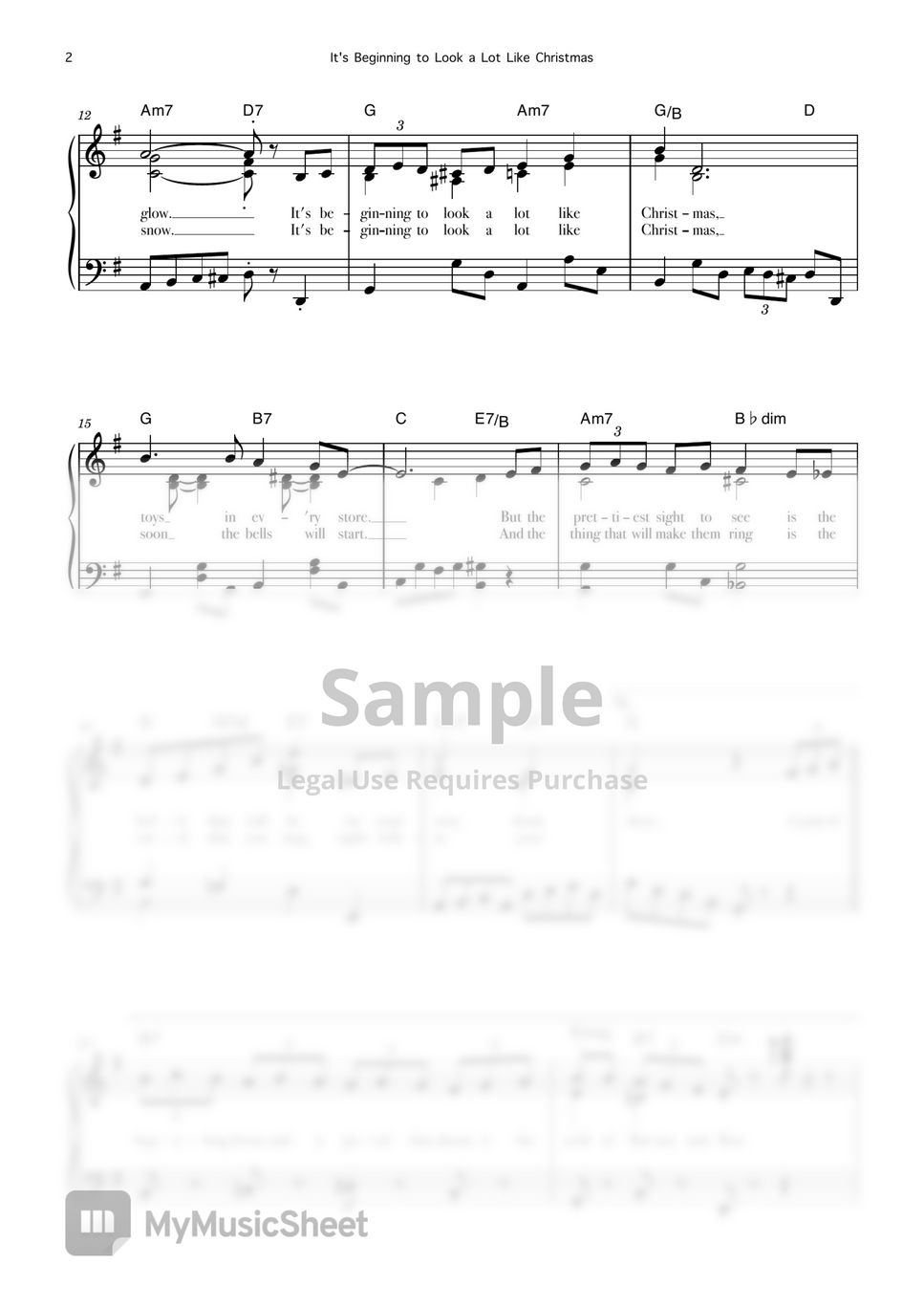 Michael Buble - It's Beginning to Look a Lot Like Christmas (Early Intermediate Level) Sheet by ...