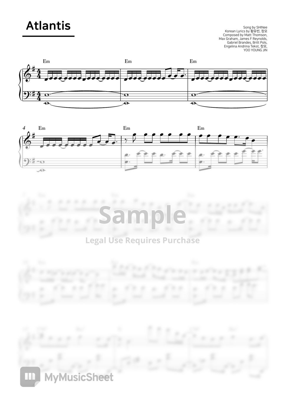 SHINee (샤이니) - Atlantis (아틀란티스) Sheet Music by SweetPiano