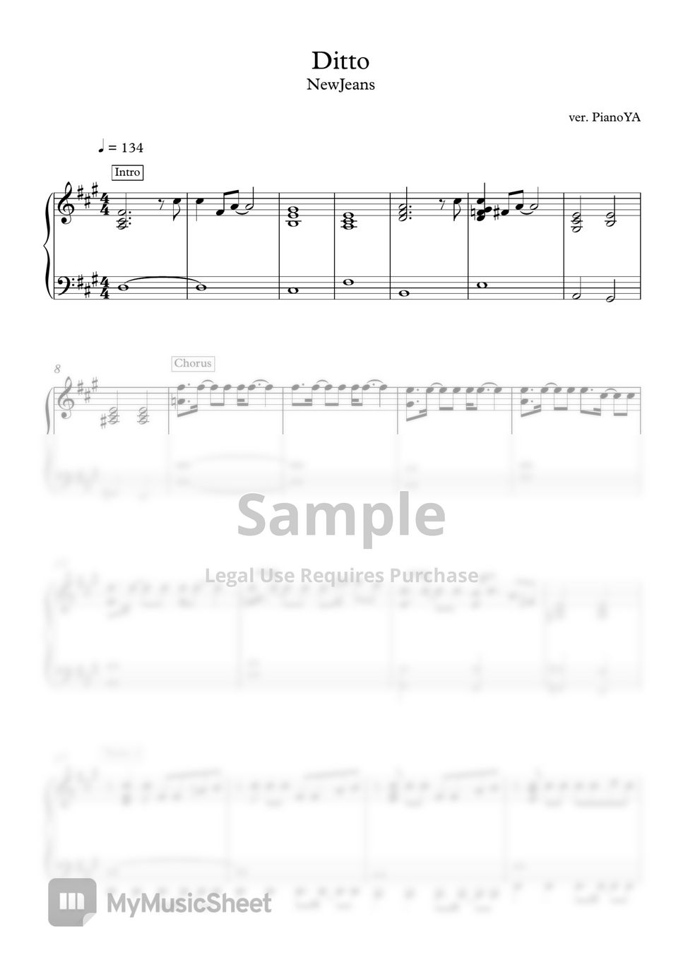 NewJeans (뉴진스) - Ditto (디토) Sheet Music by PianoYA