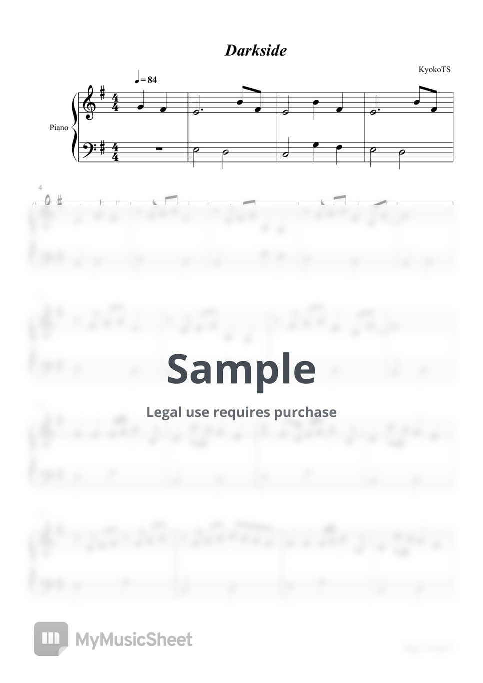 Alan Walker - Darkside (暗黑之境-简单版) Sheet Music by dogemusic