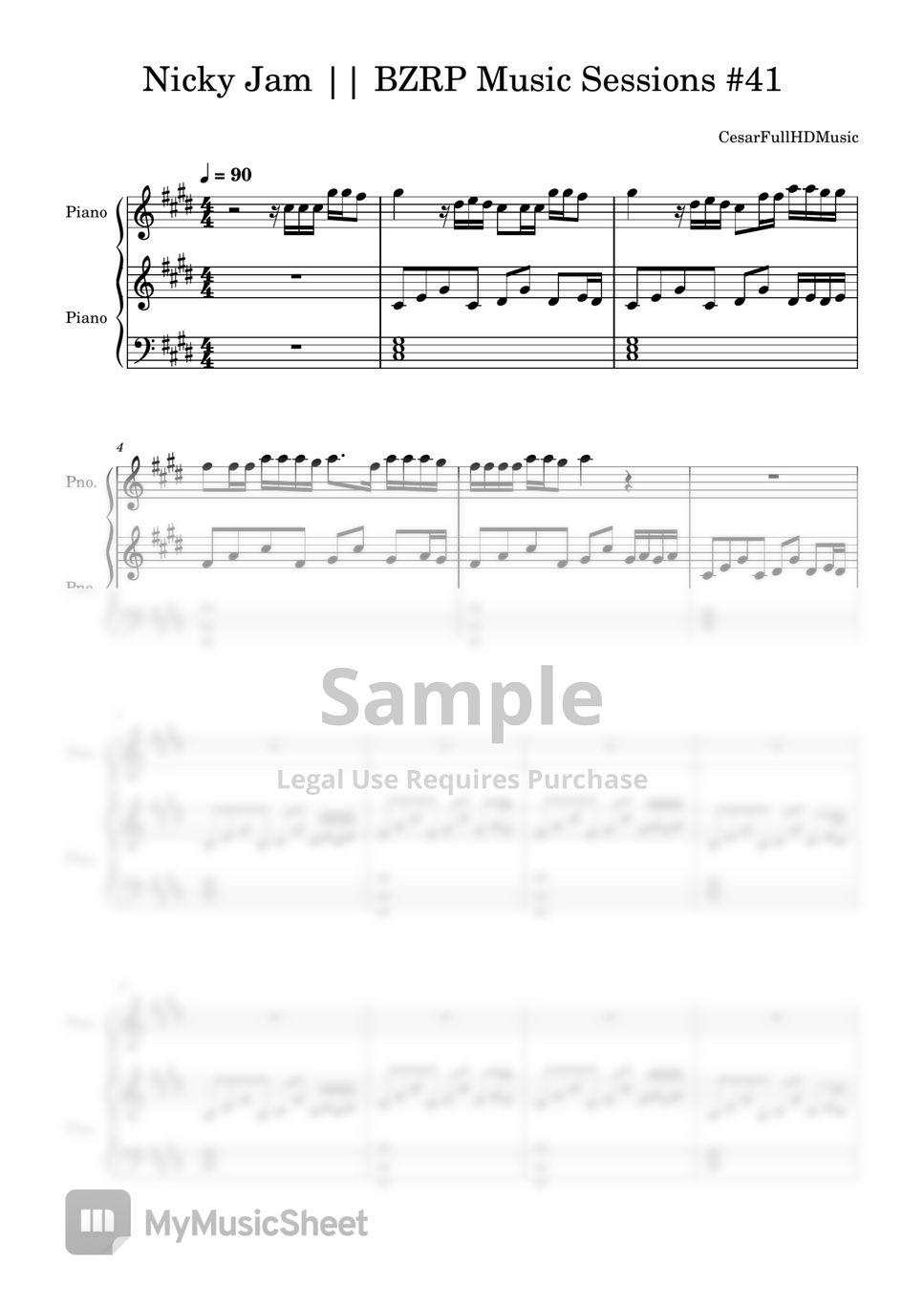 Nicky Jam || BZRP - Music Sessions #41 악보