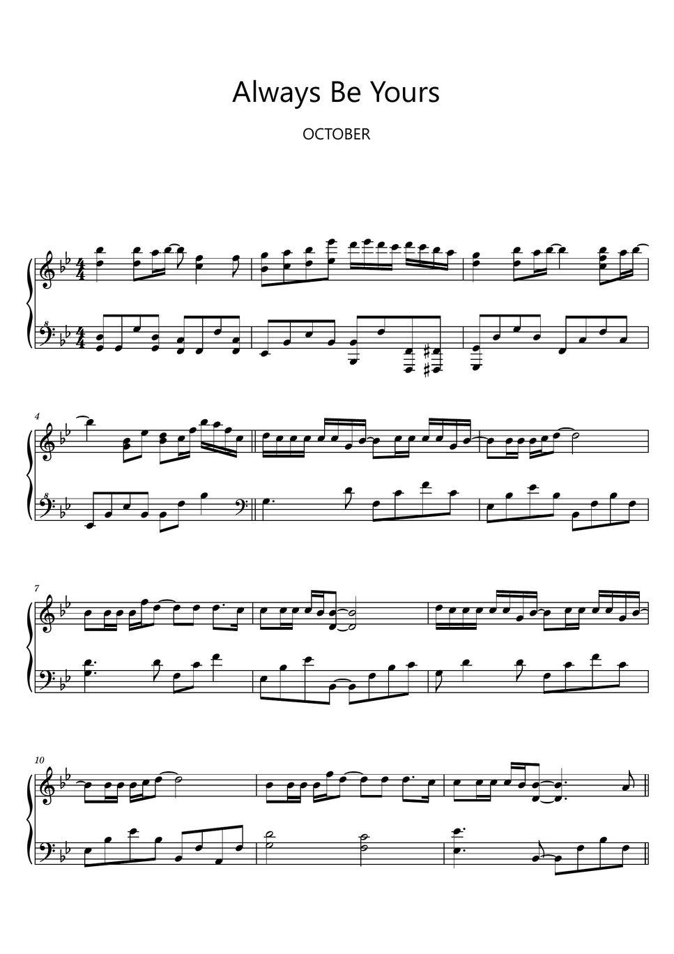 악토버 (OCTOBER) - Always Be Yours (Sheet Music, MIDI,) Hoja by sayu