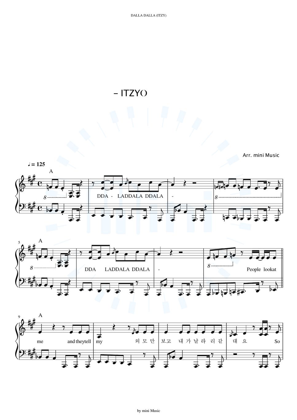 ITZY (있지) - DALLA DALLA (달라달라) (KPOP Piano) Hoja by mini Music