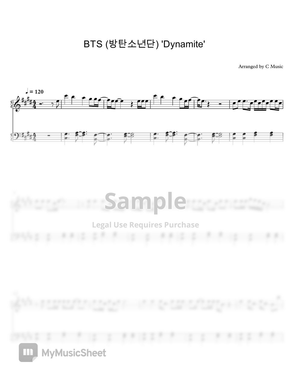 Bts 방탄소년단 Dynamite Sheets By C Music