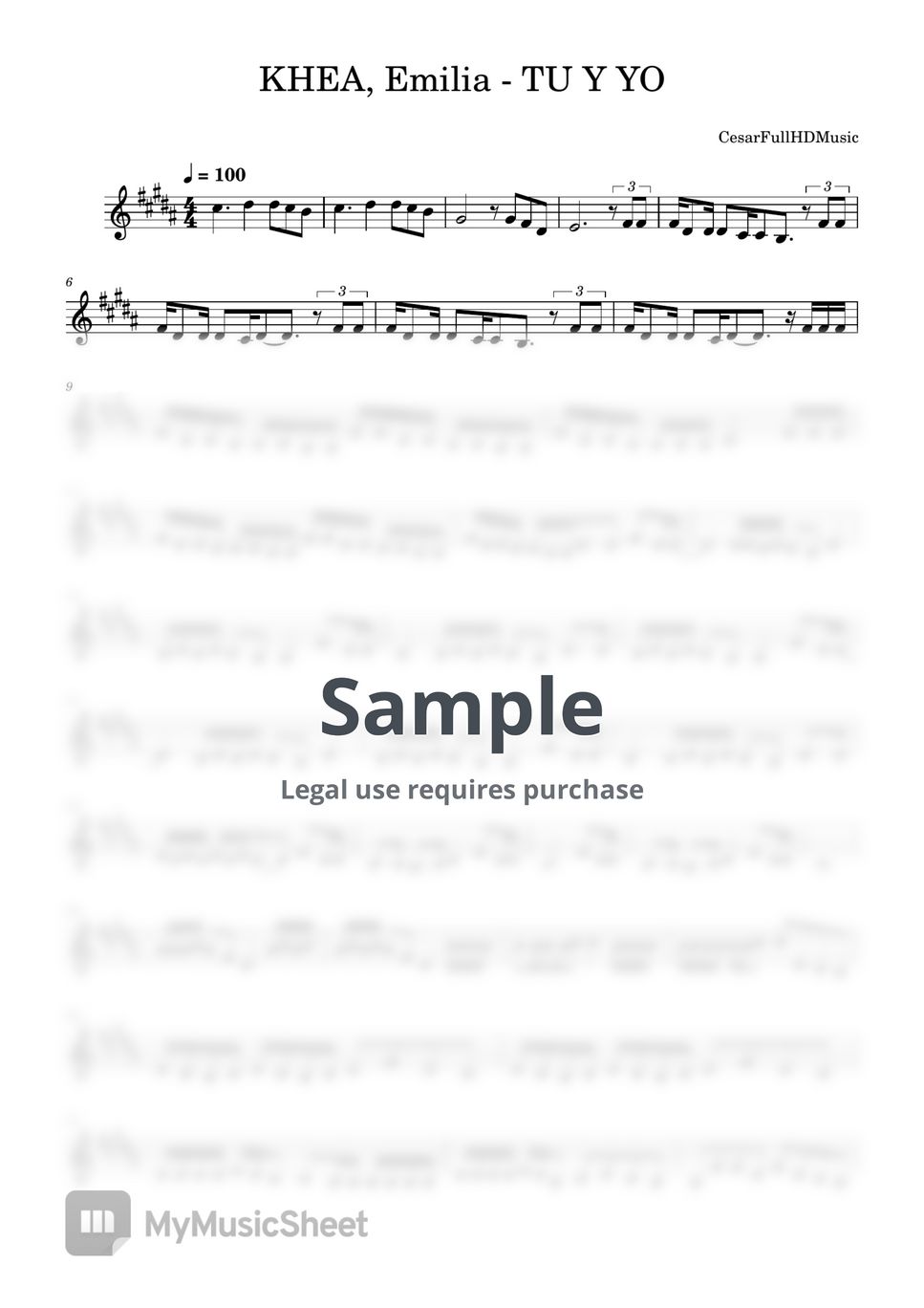 KHEA, Emilia - TU Y YO Sheets