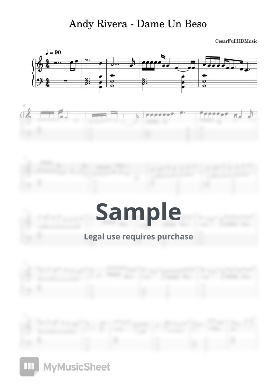 Andy Rivera - Dame Un Beso Sheet Music