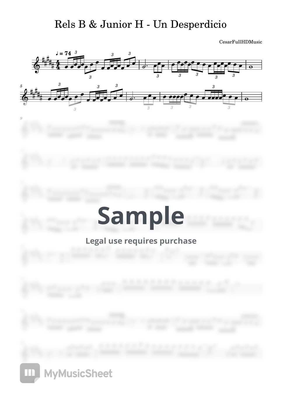 Rels B & Junior H - Un Desperdicio 악보