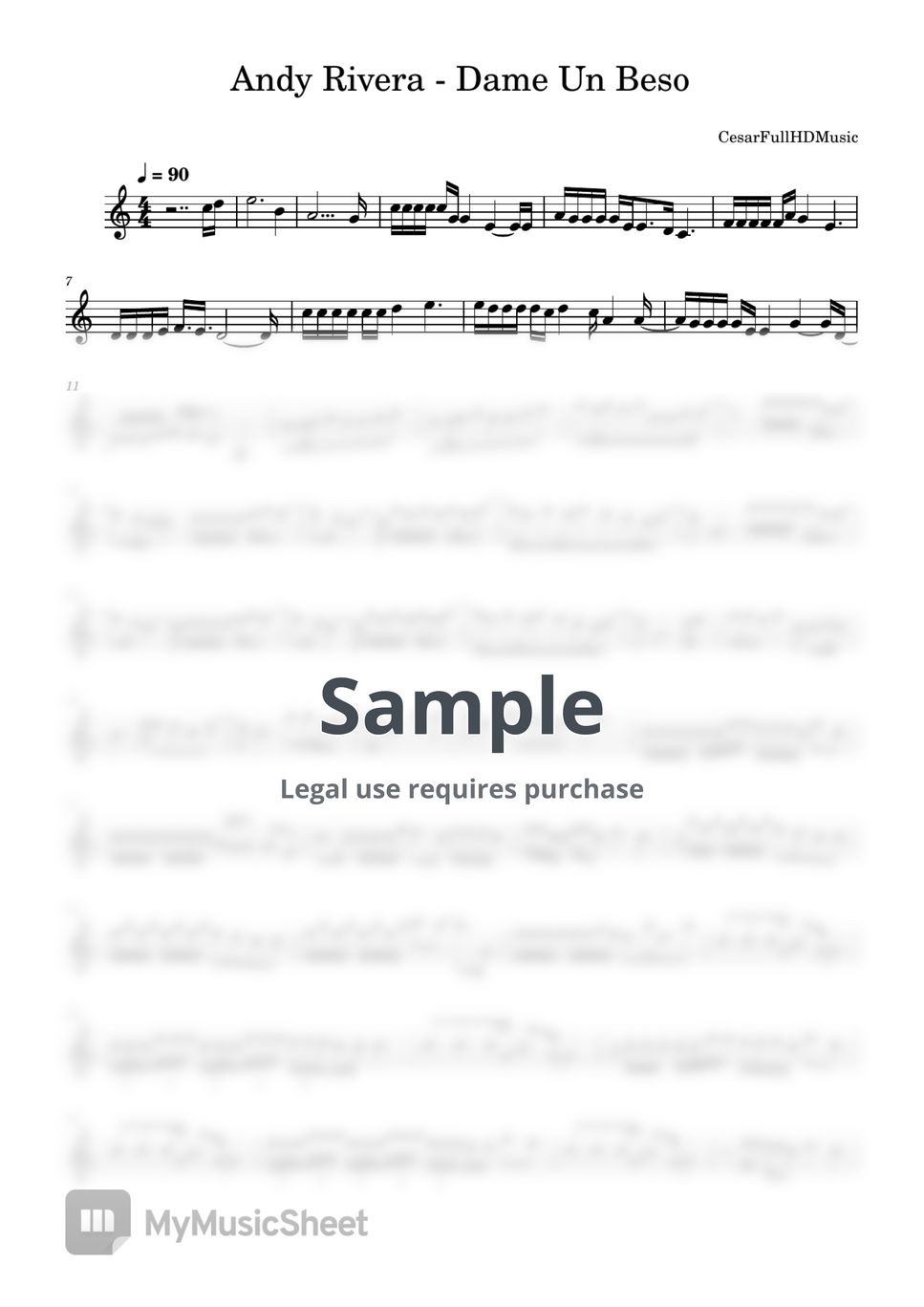 Andy Rivera - Dame Un Beso Sheet Music