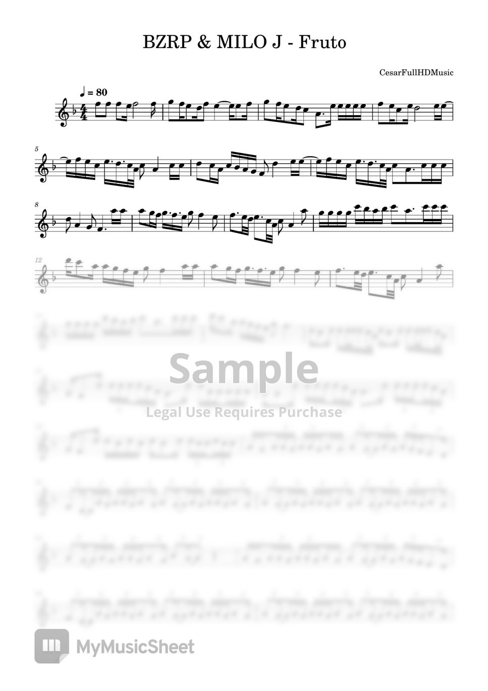 BZRP & MILO J - Fruto Sheet Music