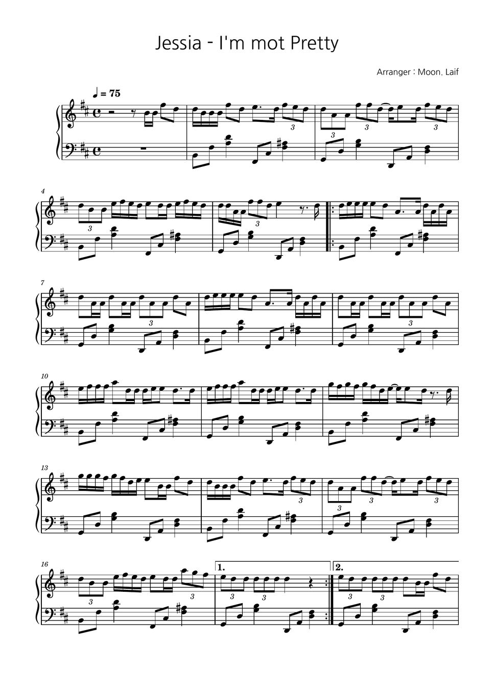 JESSIA - I'm Not Pretty Sheet by Moon. Laif