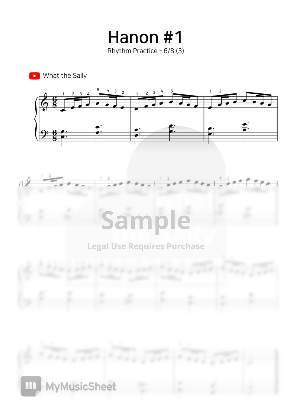 Hanon - No.1 ~ No.20 (3) (6/8 Practice, Two ways to practice) Sheets by What the Sally