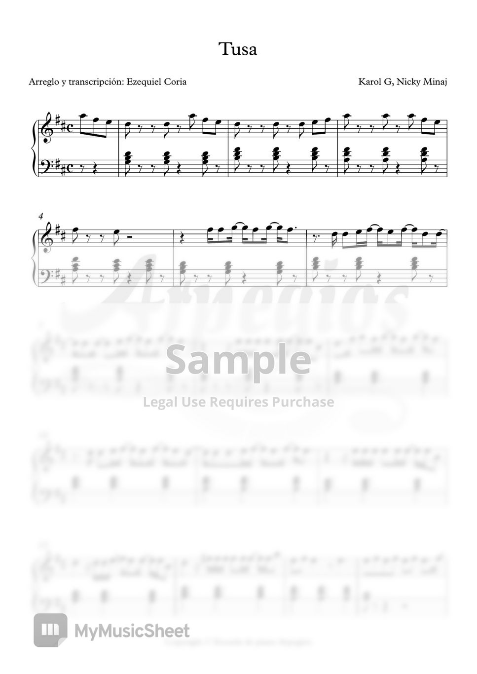 Karol G, Nicky Minaj - Tusa Sheets by Ezequiel Coria
