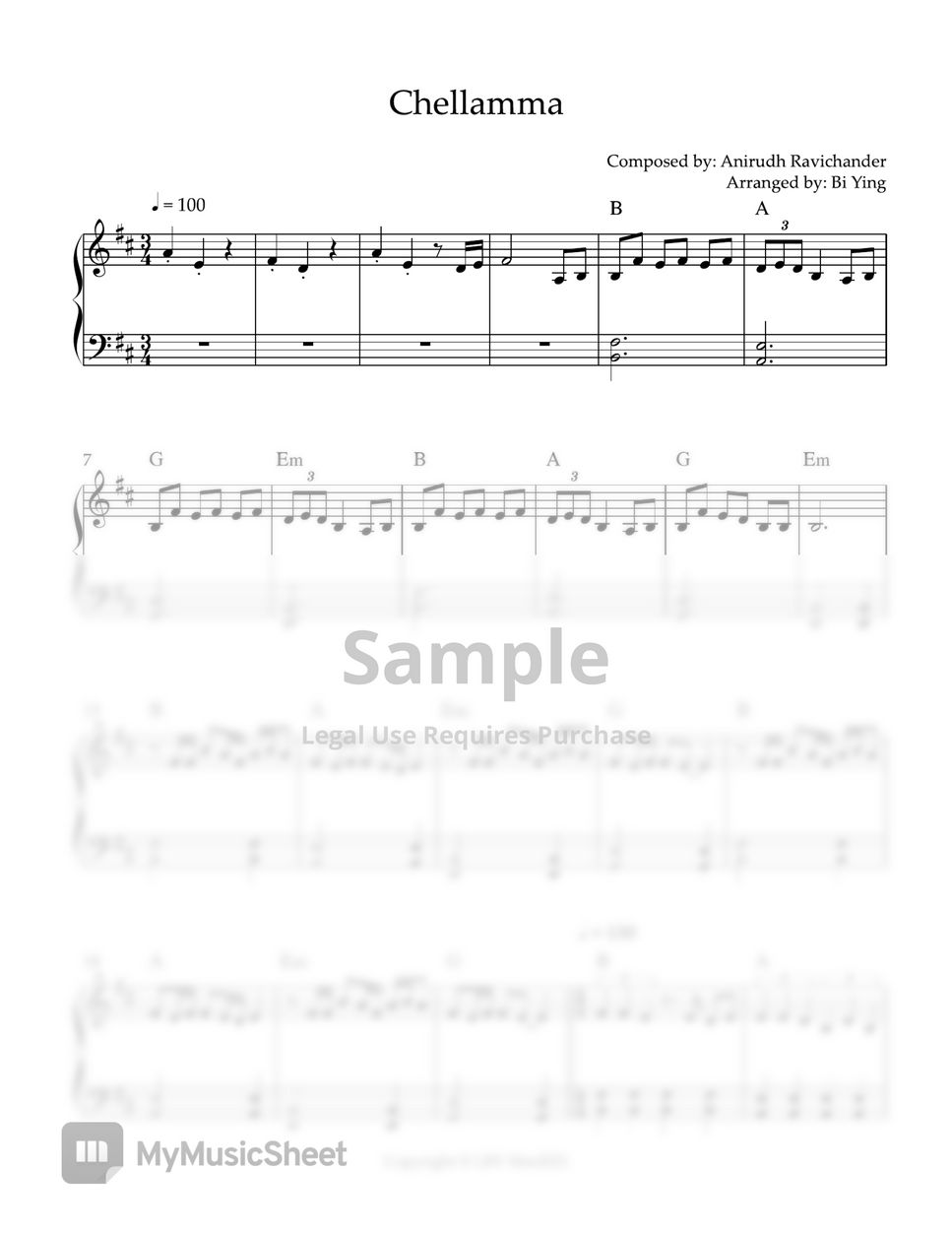 Anirudh - Chellamma Sheets by Biying