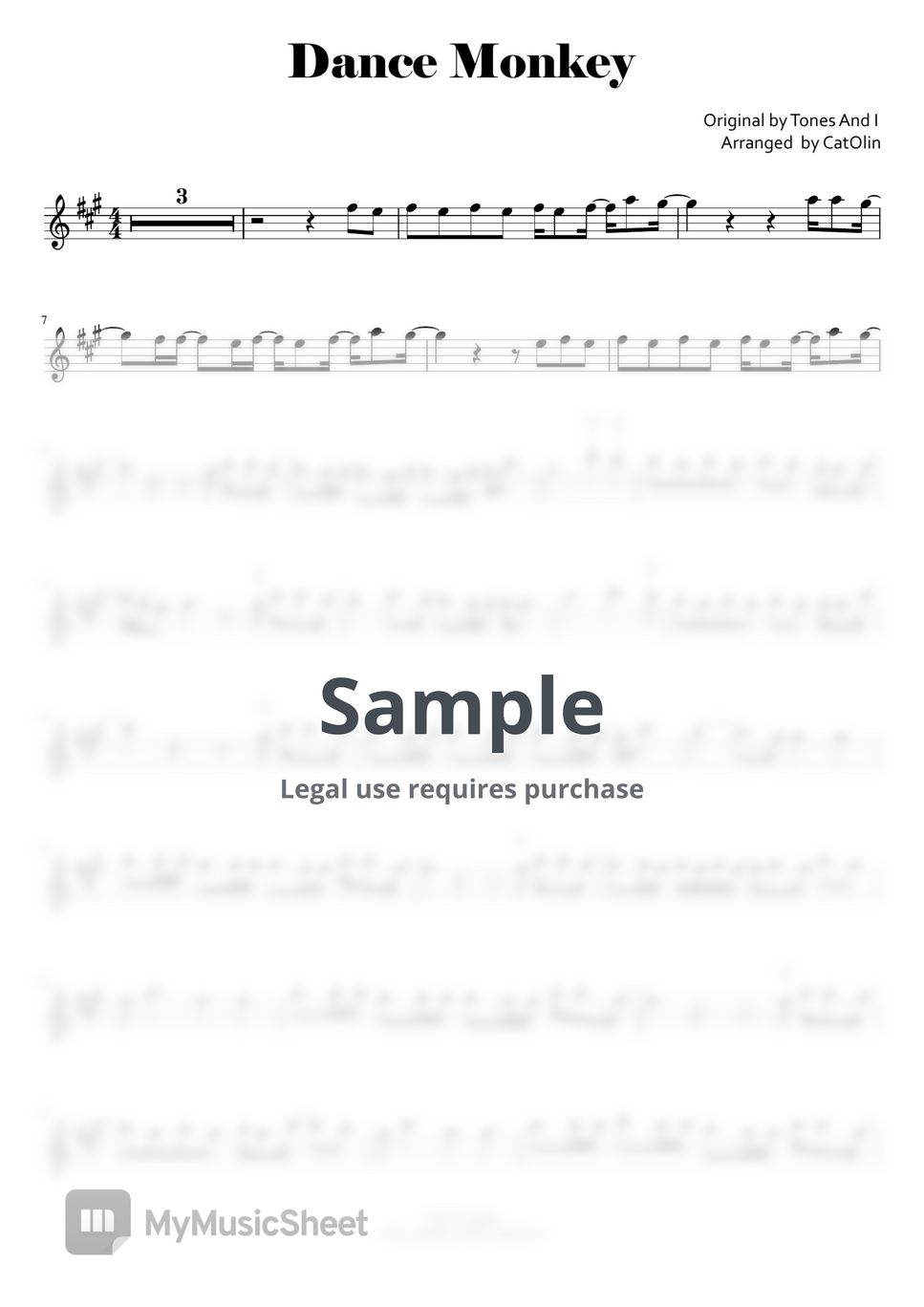 Tones and I - Dance Monkey Sheet Music by 캣올린CatOlin
