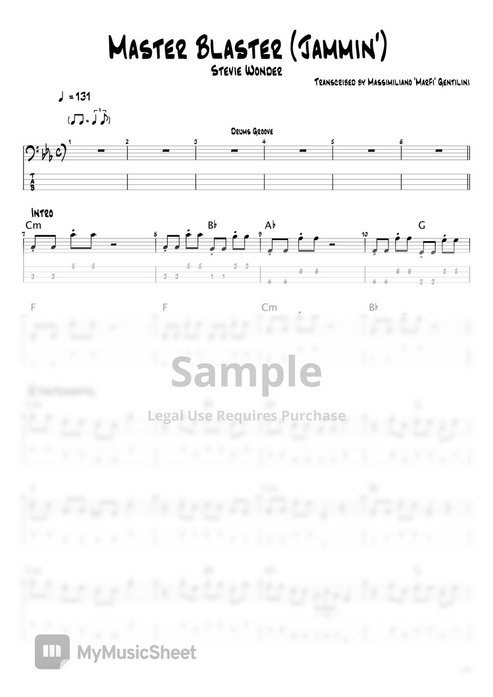 Stevie Wonder - Master Blaster (Jammin) แผ่น by Massimiliano Gentilini