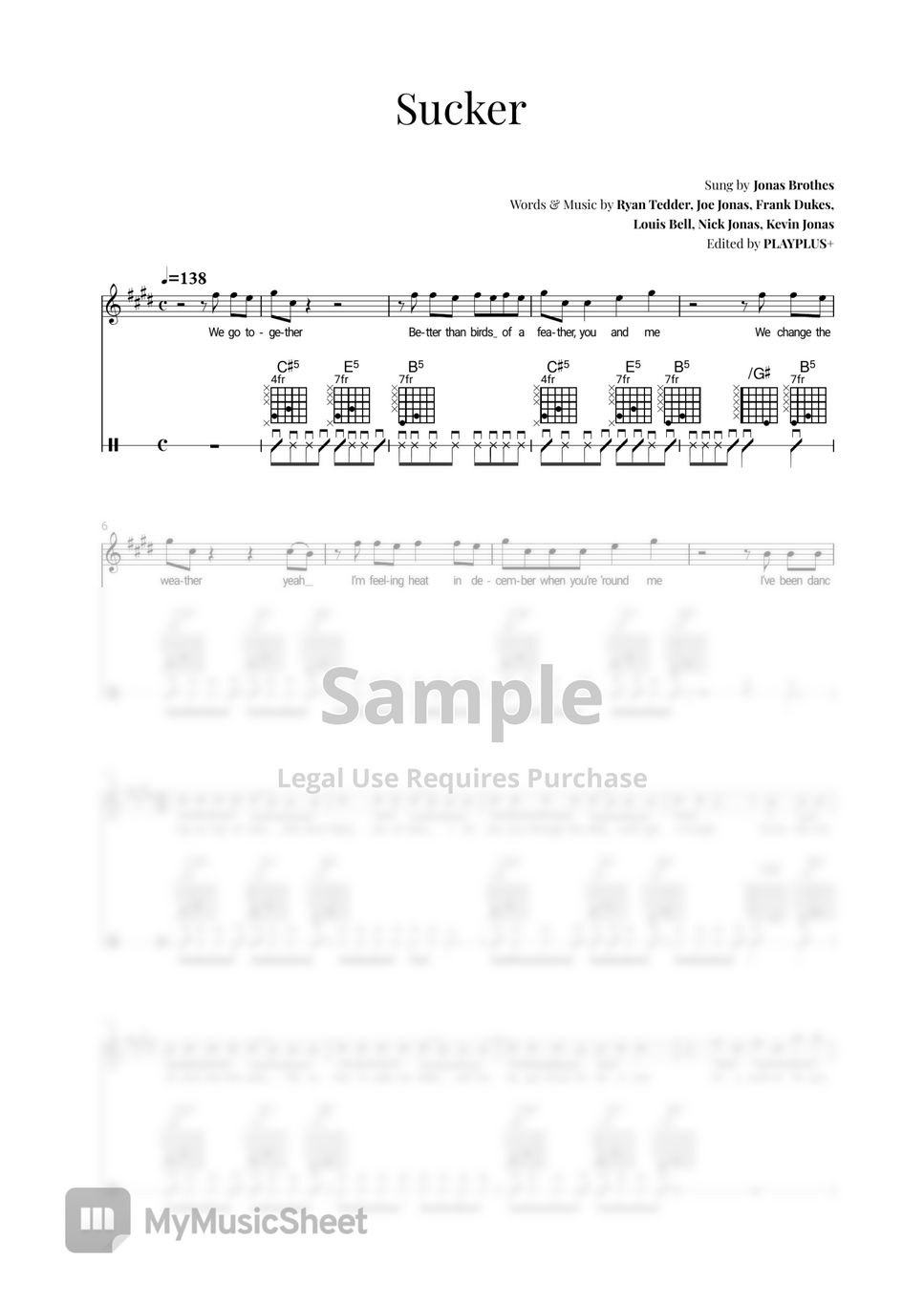 Sucker _ Jonas Brothers Sheets