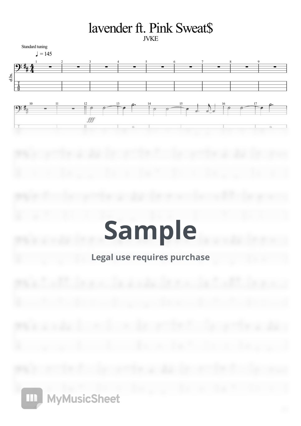 JVKE - lavender ft. Pink Sweat$ Tab + 1staff by BassBlur