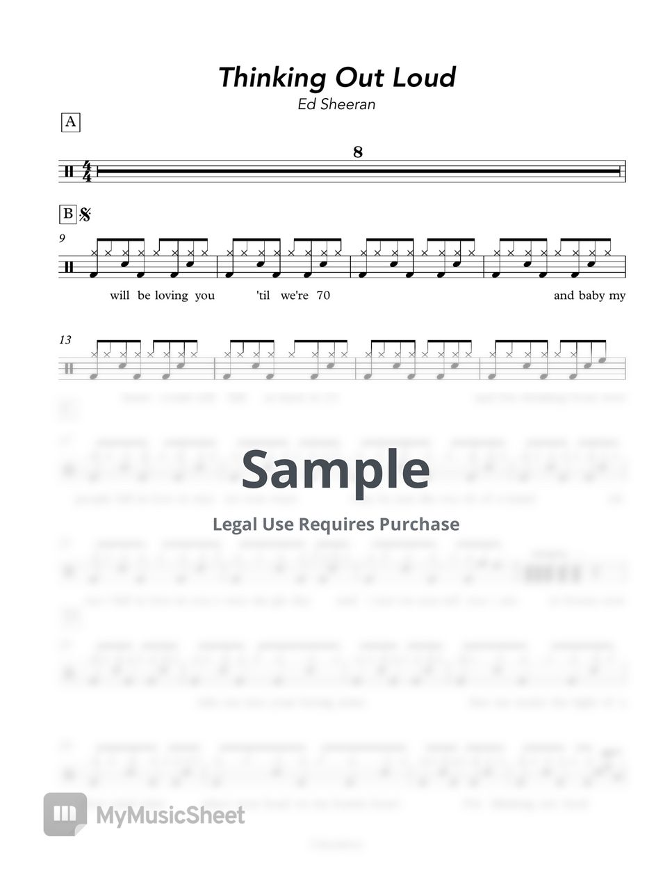 Ed Sheeran - Thinking Out Loud Sheets by drumboy